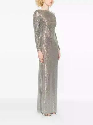 SELF-PORTRAIT Embellished Long-sleeve Maxi Dress - Silver