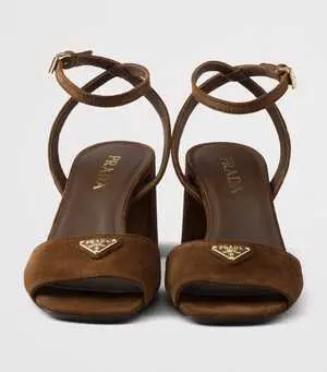 Prada Suede Heeled Sandals - Brown