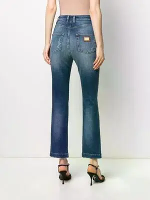 Dolce & Gabbana High-waisted Cropped Bell-bottom Jeans With Embellished Pockets