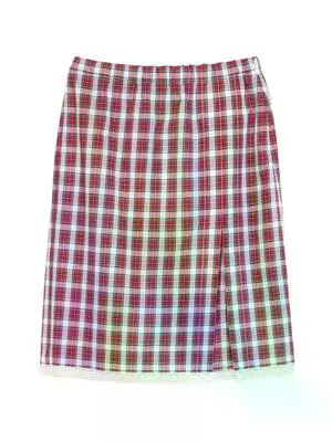 N°21 Check-pattern Lace-trim Midi Skirt