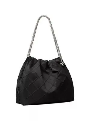Tory Burch Fleming Quilted Nylon Shoulder Bag - Black