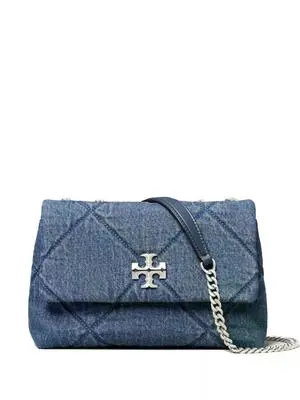 Tory Burch Small Kira Diamond Quilted Denim Shoulder Bag - Blue