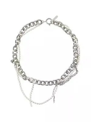JUSTINE CLENQUET Layered Chain Necklace With T-bar Fastening - Silver