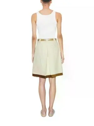Tory Burch Ecru Cotton Skirt With Suede Trim
