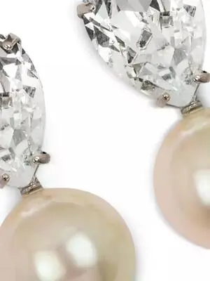 JENNIFER BEHR Cimone Crystal Earrings With Faux Pearl - Silver