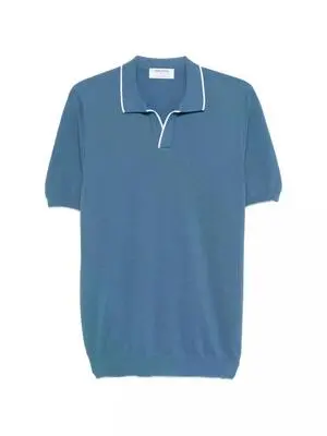 GRAN SASSO White-trim Polo-collar T-shirt - Blue
