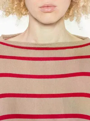 BEYOU Striped Round-neck Sweater - Neutrals