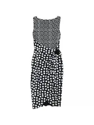 Chiara Boni La Petite Robe Polka Dot Flower Midi Dress - Black