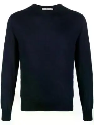 Canali Ribbed Crew Neck Sweatshirt - Blue
