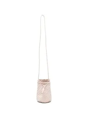 Dragon Leather Bucket Bag With Braided Detail - Neutrals