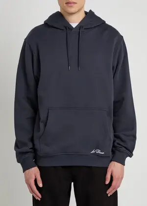 LES DEUX Graphic Print Hooded Cotton Sweatshirt