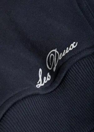 LES DEUX Graphic Print Hooded Cotton Sweatshirt
