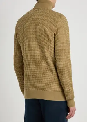 BOSS Textured Half-zip Cotton Jumper
