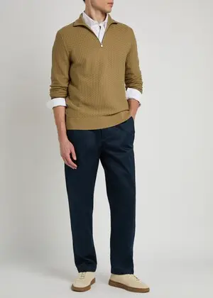 BOSS Tapered-leg Cotton Trousers