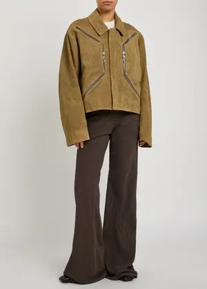 Rick Owens Suede Zip-up Jacket - Brown