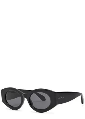 Alaïa Oval Frame Sunglasses - Black