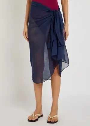 AWAY THAT DAY Santorini Chiffon Sarong - Navy