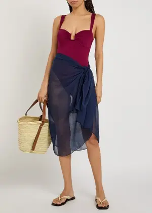 AWAY THAT DAY Santorini Chiffon Sarong - Navy