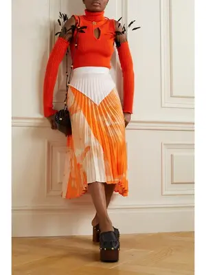 THEBE MAGUGU Convertible Feather-trimmed Cutout Ribbed Wool Turtleneck Sweater