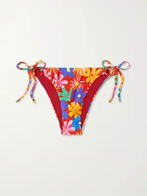 PatBO Pat Bo Aster Embellished Floral-print Bikini Briefs