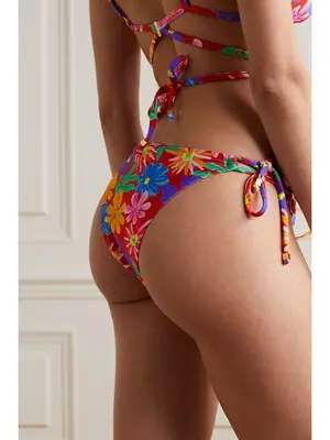 PatBO Pat Bo Aster Embellished Floral-print Bikini Briefs