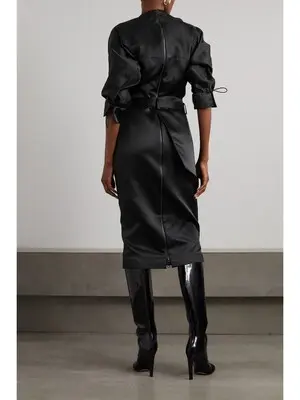 Fendi Belted Paneled Silk-satin Midi Dress