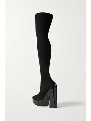 JIMMY CHOO Giome Over-the-knee Stretch-knit Platform Block Heel Boots