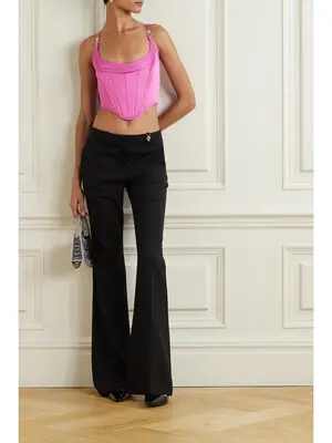 Versace Embellished Satin Bustier Top - Pink