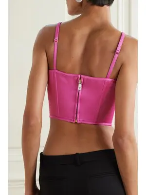 Versace Embellished Satin Bustier Top - Pink