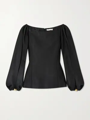 Chloé Off-the-shoulder Silk And Wool-blend Top - Black