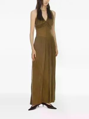 OUDE WAAG V-neck Gathered Detail Maxi Dress
