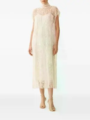 Fabiana Filippi Lace Dress With Bow - Neutrals