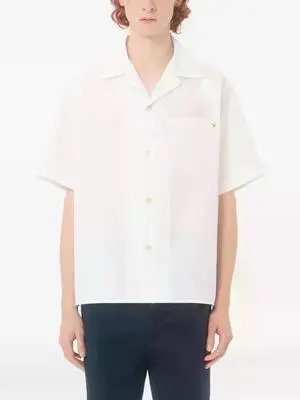 Valentino Garavani Bowling Shirt In Cotton Poplin With Vgold