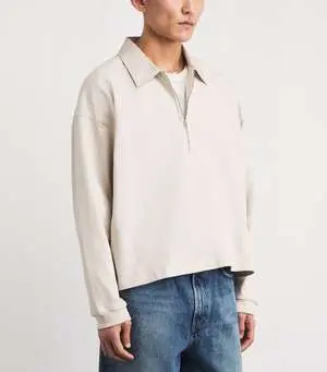 AGOLDE Cotton Darius Half-zip Polo Sweatshirt - Beige