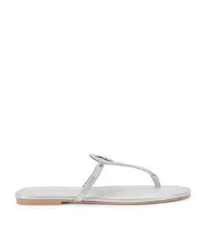 Kurt Geiger Kurt Geiger London Leather Heart Embellished T-Bar Sandals Silver