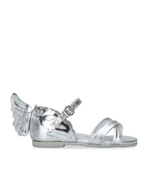 SOPHIA WEBSTER Heavenly Metallic Leather Sandals With Angel Wings - Silver