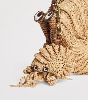 ANYA HINDMARCH Raffia Leather-trim Hermit Crab Keyring