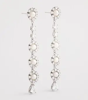 SELF-PORTRAIT Crystal Faux Pearl Drop Earrings