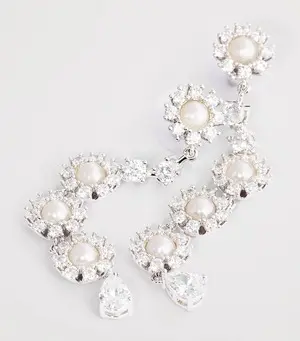 SELF-PORTRAIT Crystal Faux Pearl Drop Earrings