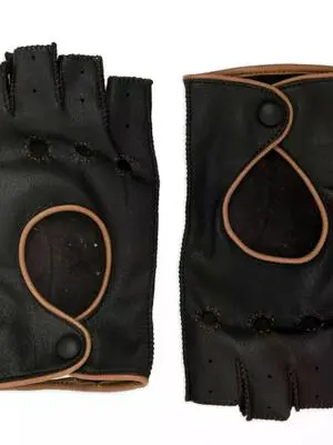 Canali Perforated Leather Fingerless Driving Gloves