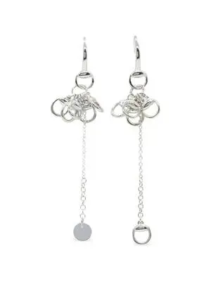 Gucci 1910s Horsebit Drop Hook Earrings - Silver