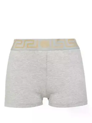Versace Greca-waistband Cotton Boyshort - Grey