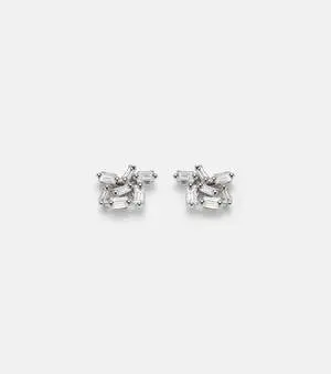 SUZANNE KALAN 18kt White Gold Baguette Diamond Stud Earrings - Silver