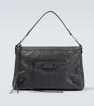 Balenciaga Le City Moto Leather Shoulder Bag - Grey