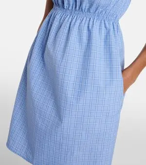 Miu Miu Checked Cotton Poplin Minidress - Blue