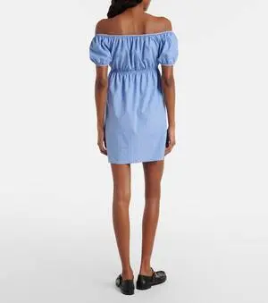 Miu Miu Checked Cotton Poplin Minidress - Blue