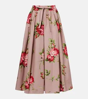 Dolce & Gabbana Floral Cotton Midi Skirt - Pink