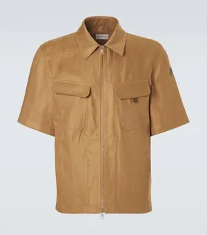 Moncler Linen Twill Zip-up Shirt