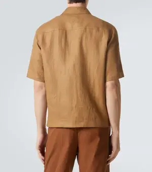 Moncler Linen Twill Zip-up Shirt