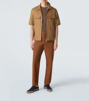 Moncler Linen Twill Zip-up Shirt